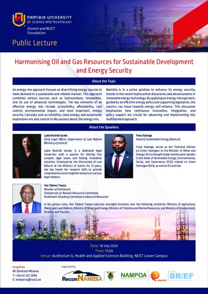 PUBLIC LECTURE ON PETROLEUM - NAMIBIA'S ENERGY MIX APPROACH (18 JULY ...